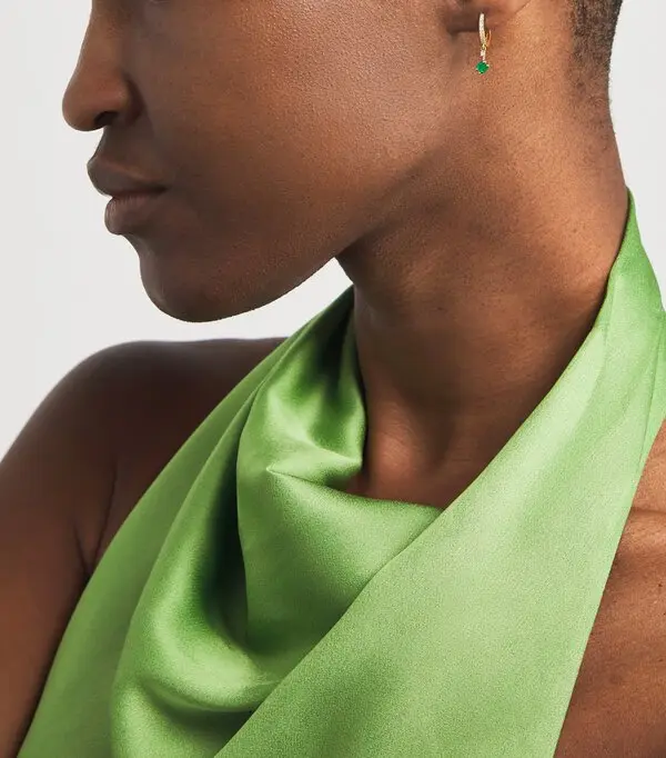 SUZANNE KALAN Yellow Diamond And Emerald Dangle Huggie Earrings