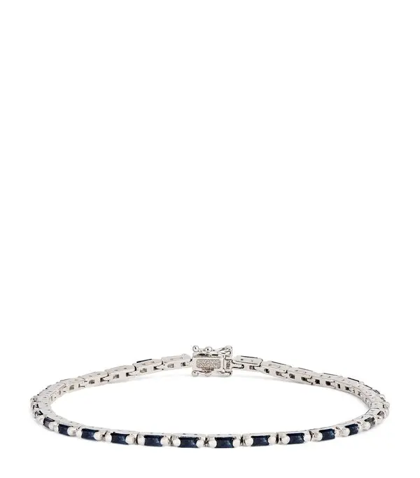 SUZANNE KALAN Gold And Sapphire Bold Linear Tennis Bracelet - White