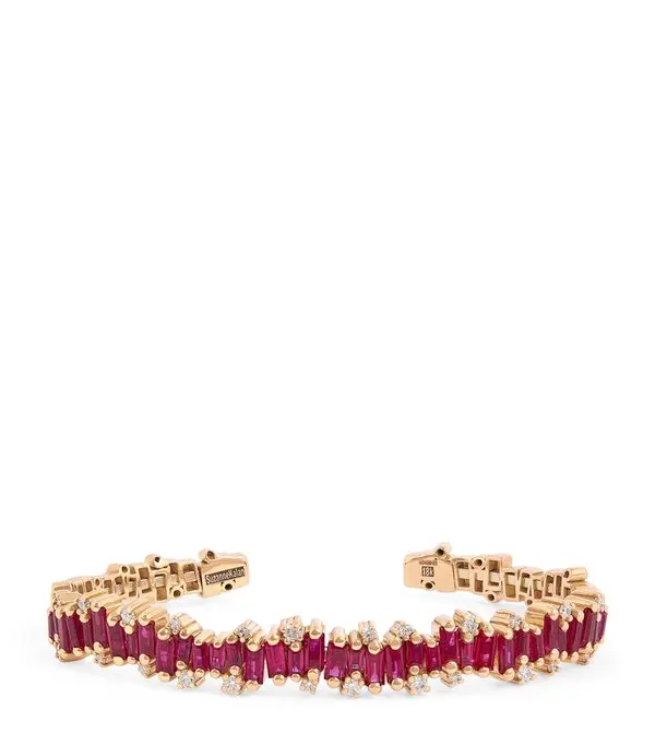 SUZANNE KALAN Ruby And Diamond Audrey Bangle - Rose Gold