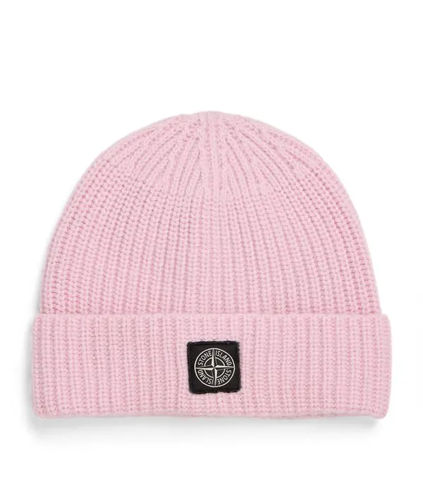 Stone Island Virgin Wool Ribbed Beanie - Pink