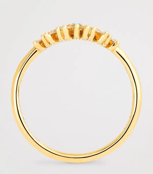 SUZANNE KALAN Yellow Diamond And Turquoise Evil Eye Ring