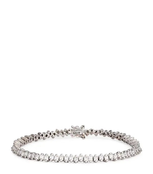 SUZANNE KALAN 18k Gold And Diamond Princess Tennis Bracelet - White