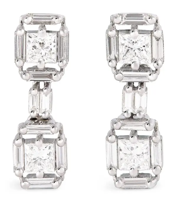 SUZANNE KALAN Gold And Diamond Princess Drop Earrings - White