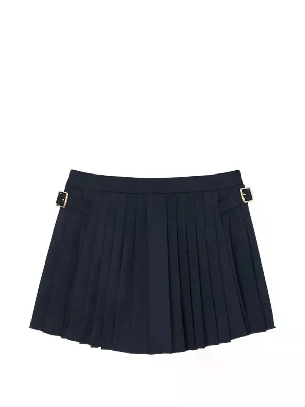 Sandro Pleated Mini Skirt With Buckle Detail - Blue