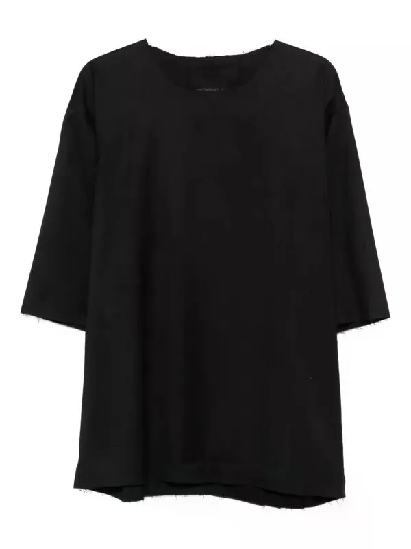 HAMZA Frayed-hem T-shirt - Black