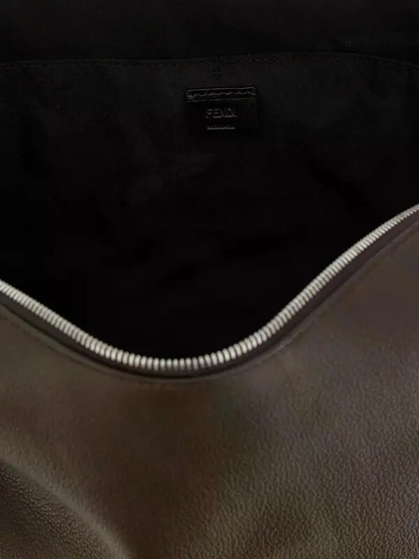 Fendi Ff Logo Leather Shoulder Bag - Brown