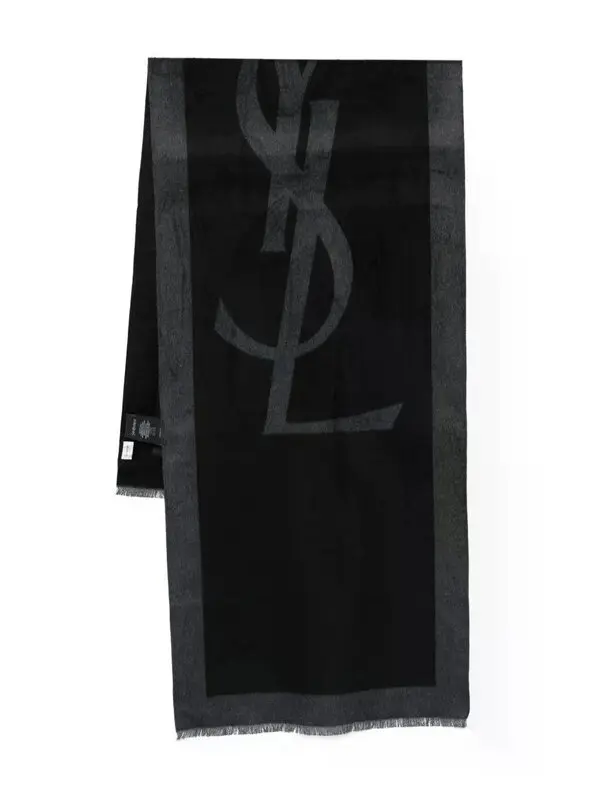 Saint Laurent Logo-jacquard Silk Scarf - Black