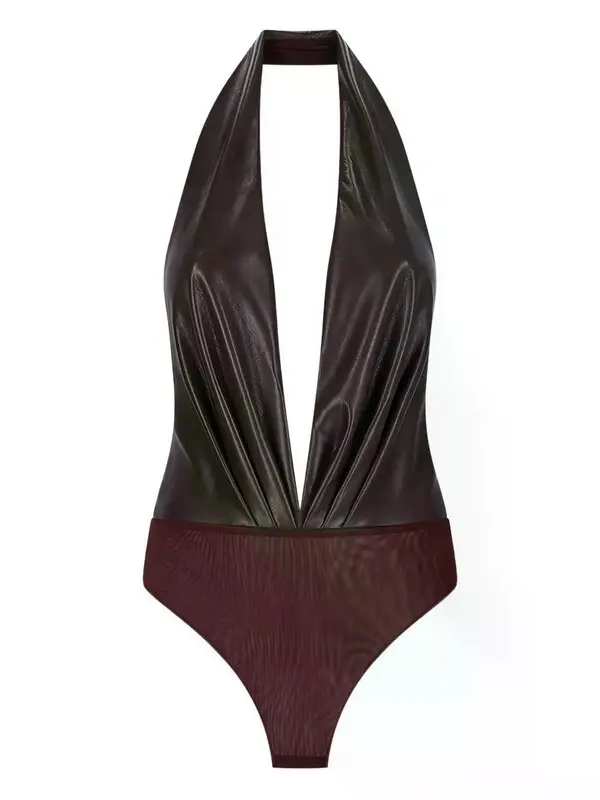 Andamane Halter-neck Draped Bodysuit - Brown