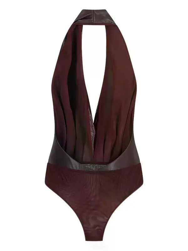 Andamane Halter-neck Draped Bodysuit - Brown