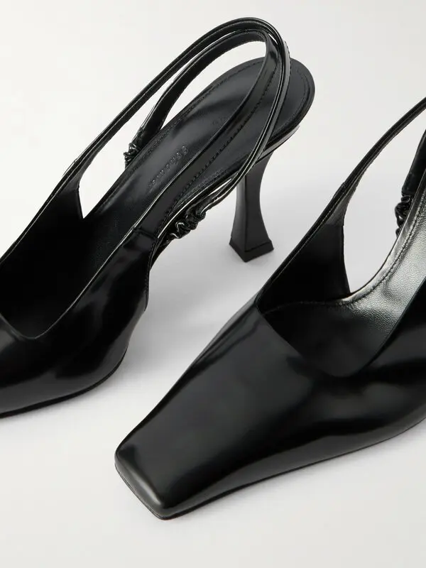 Proenza Schouler Trap Glossed-leather Slingback Pumps