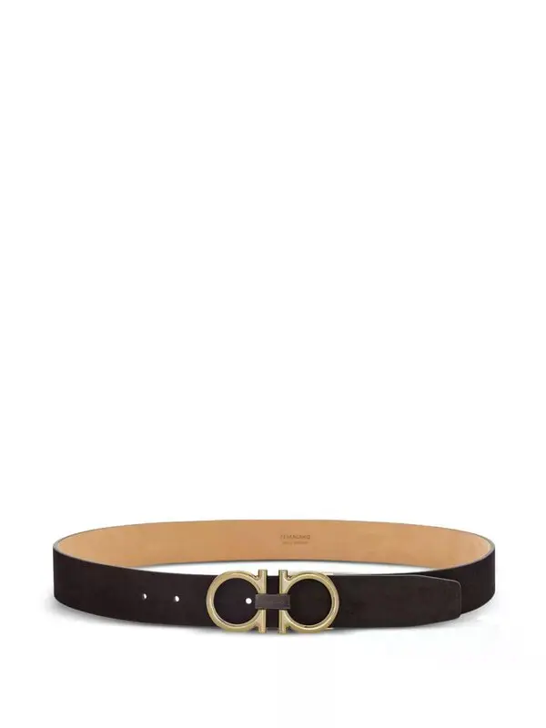 FERRAGAMO Gancini-buckle Calfskin Belt - Brown