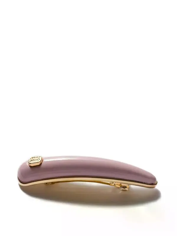 Miu Miu Logo-plaque Leather Hair Clip - Pink