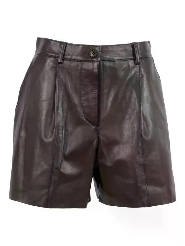 P.a.r.o.s.h Pleated Leather Bermuda Shorts