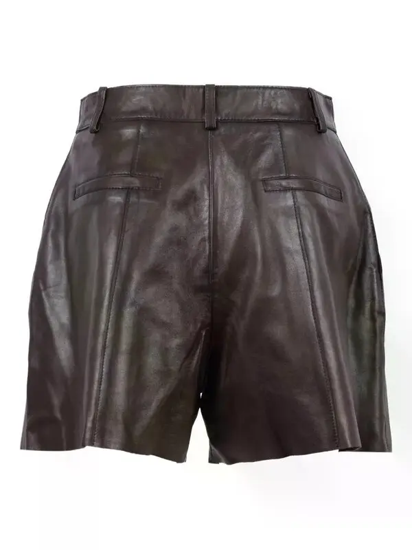 P.a.r.o.s.h Pleated Leather Bermuda Shorts