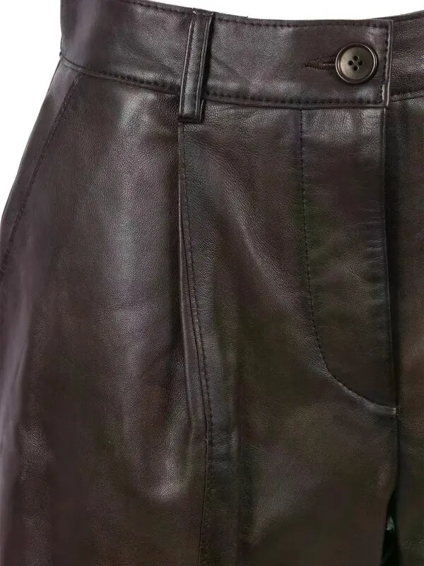 P.a.r.o.s.h Pleated Leather Bermuda Shorts