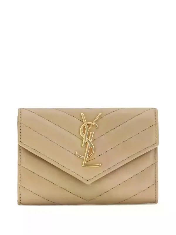 Saint Laurent Chevron-quilted Leather Wallet - Neutrals