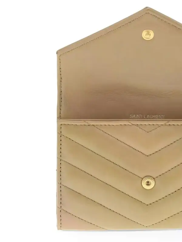 Saint Laurent Chevron-quilted Leather Wallet - Neutrals