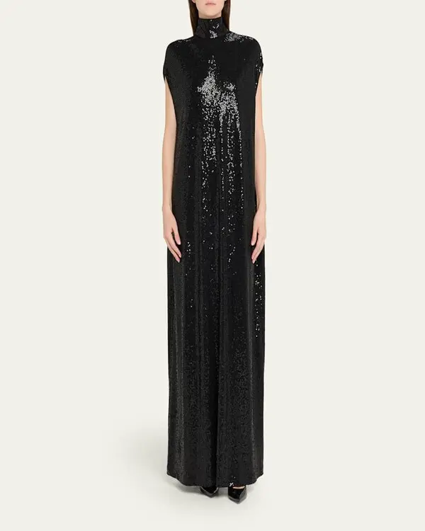 Michael Kors Cap-sleeve Sequined Gown