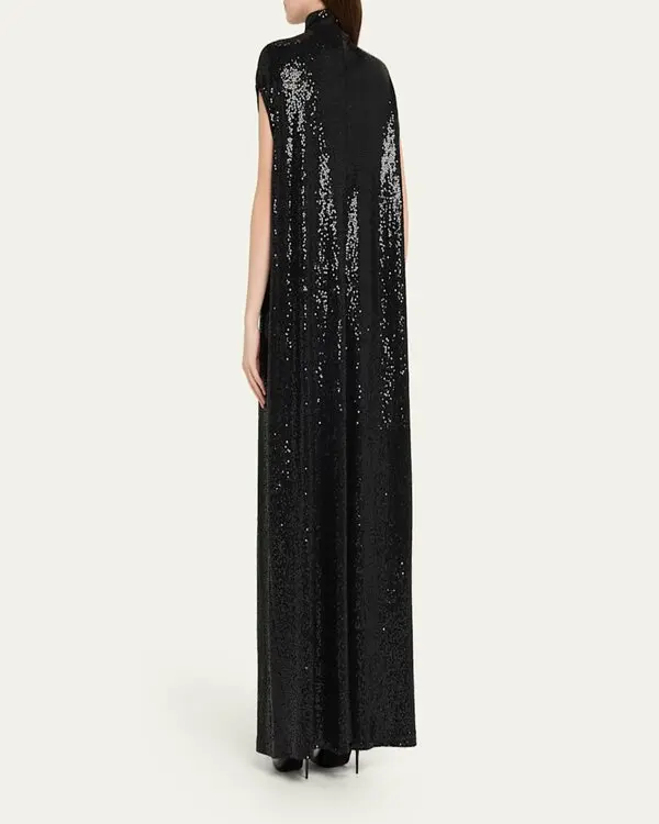 Michael Kors Cap-sleeve Sequined Gown