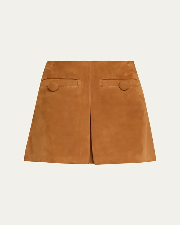 Marc Jacobs Suede Pleat Mini Skirt - Copper