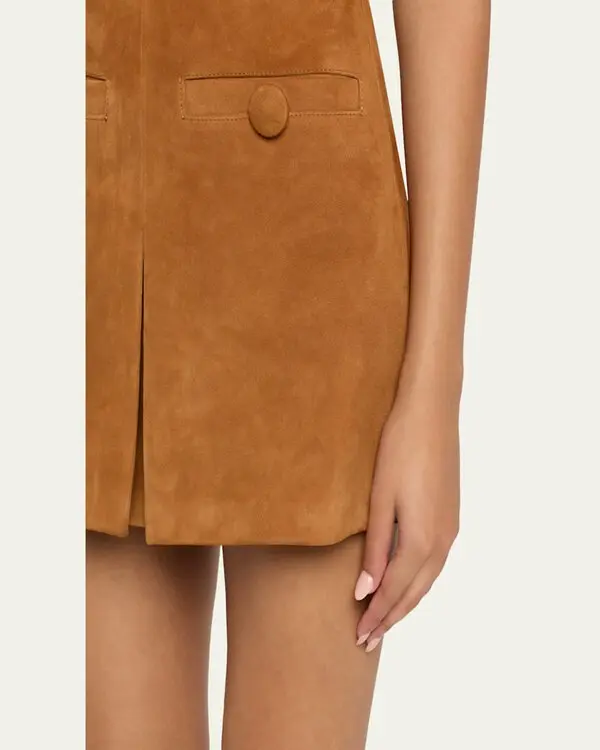 Marc Jacobs Suede Pleat Mini Skirt - Copper