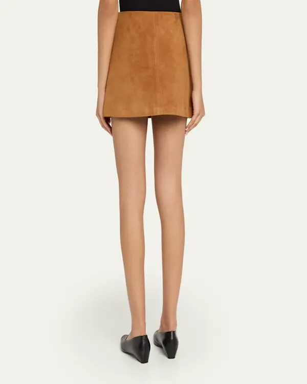 Marc Jacobs Suede Pleat Mini Skirt - Copper