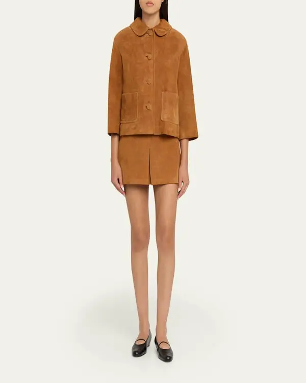 Marc Jacobs Suede Pleat Mini Skirt - Copper