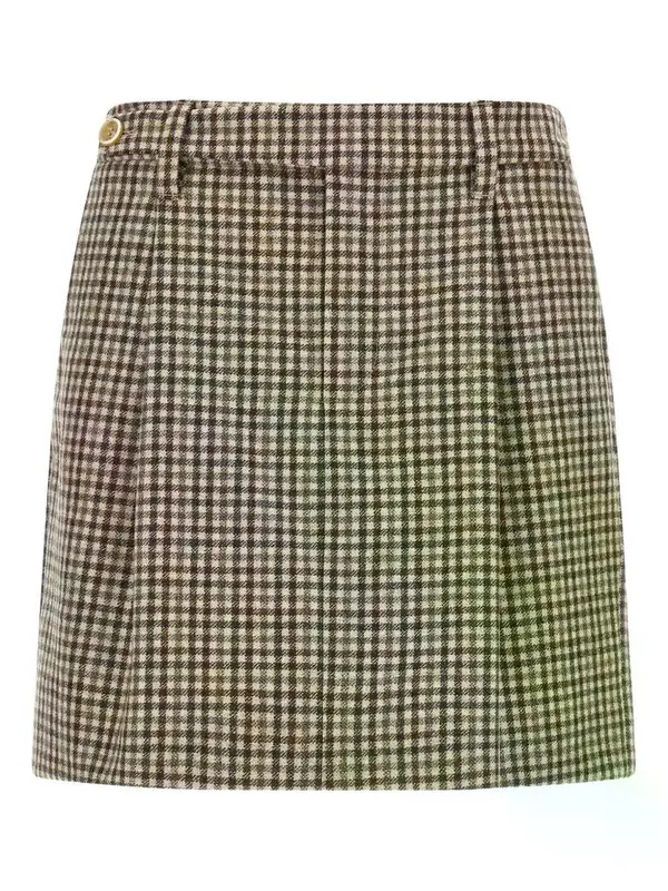 Brunello Cucinelli Pleated Checked Mini Skirt