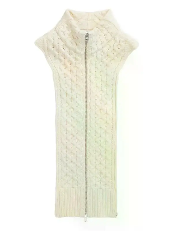 Veronica Beard Cable-knit Zip-front Top
