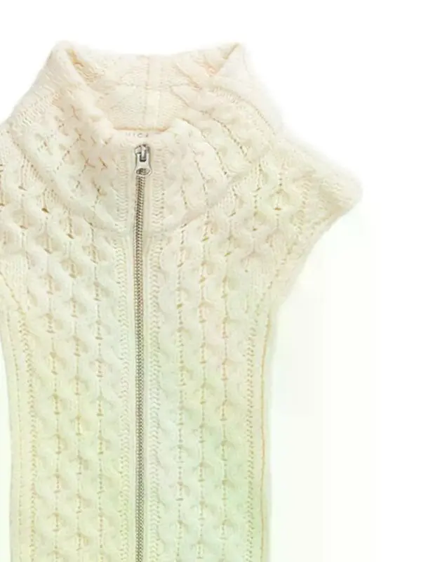 Veronica Beard Cable-knit Zip-front Top