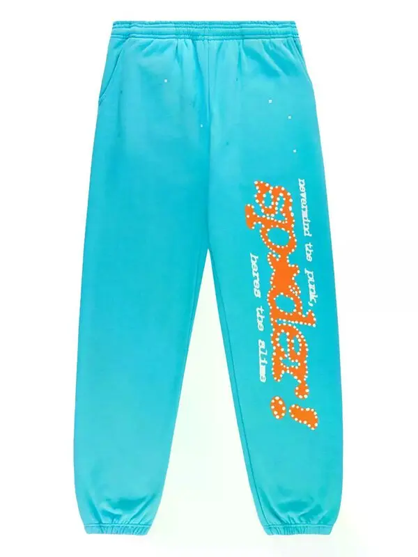 SP5DER Rhinestone-embellished Logo Track Pants - Blue