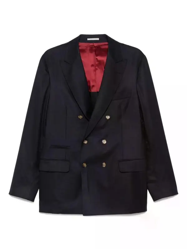 Brunello Cucinelli Double-breasted Cupro Blazer