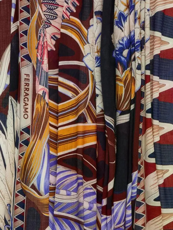 FERRAGAMO Floral-print Fringed Scarf