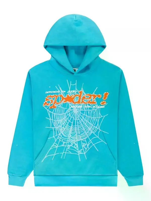 SP5DER Spider-web Print Hoodie - Blue