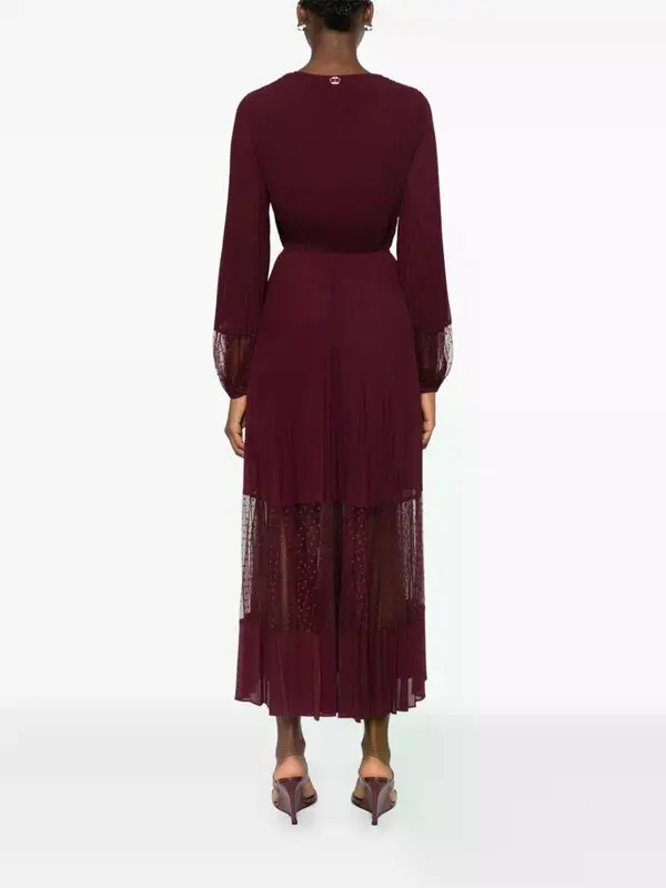 TWINSET Pleated Spotted-panel Midi Dress