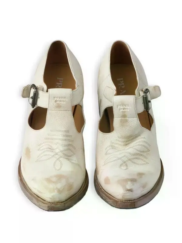 Prada Buckle-detail Stitched Loafers