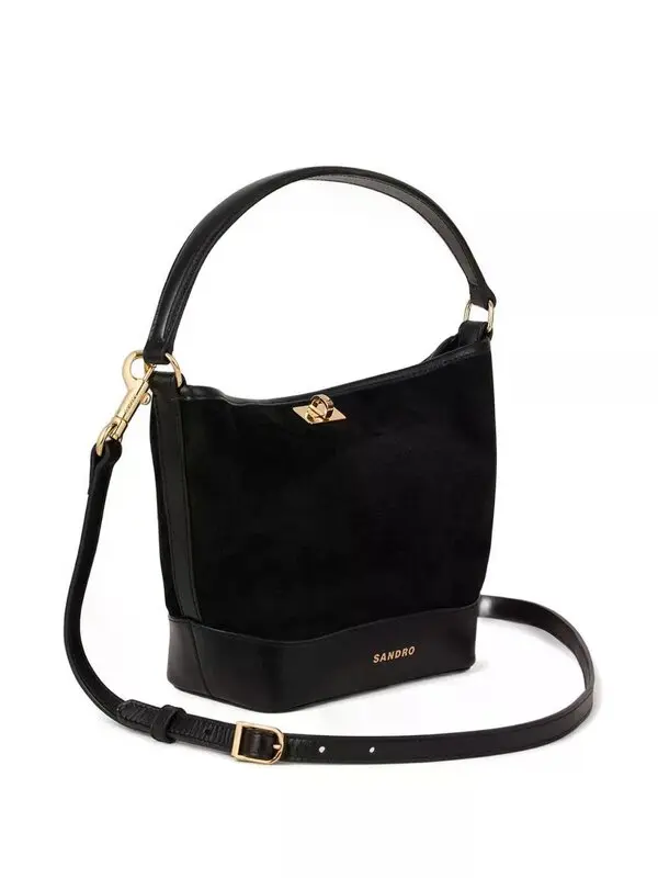 Sandro Mini Tangoso Suede Bucket Bag - Black