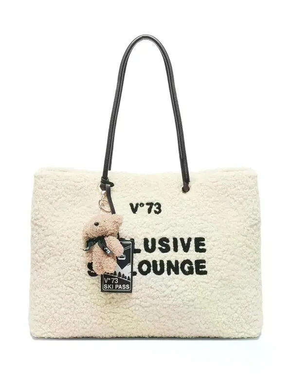 V°73 Teddy-embellished Shearling Tote