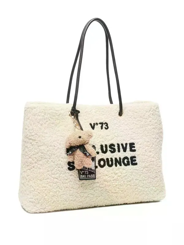 V°73 Teddy-embellished Shearling Tote