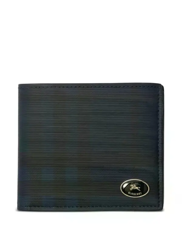 Burberry Check-pattern Equestian Knight Stamp Wallet - Blue