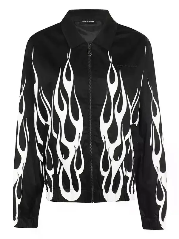 VISION OF SUPER Flame-print Zip-front Jacket