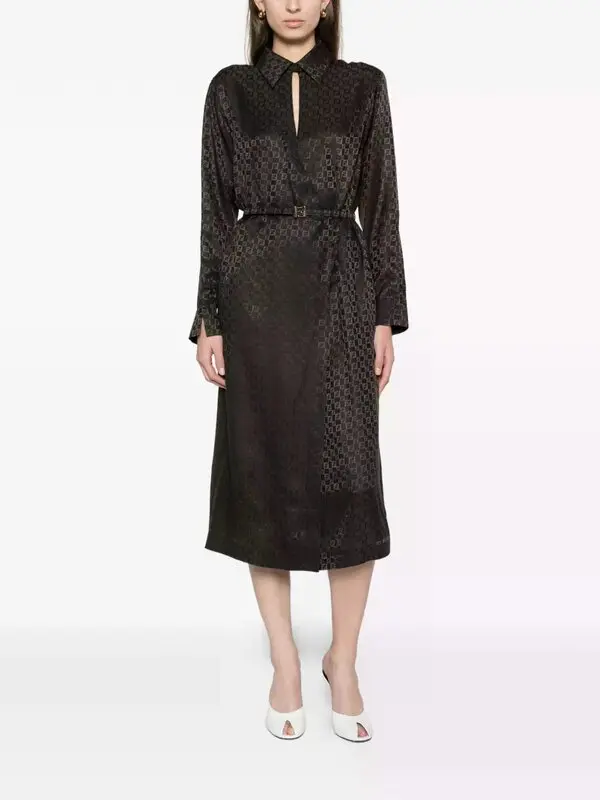 Fendi Ff Jacquard Belted Dress