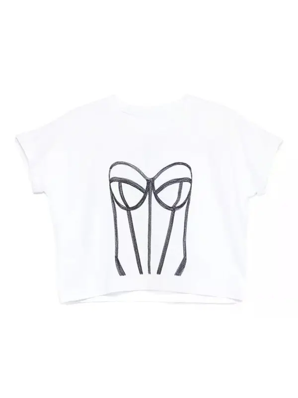 HAMZA Corset-print T-shirt - White