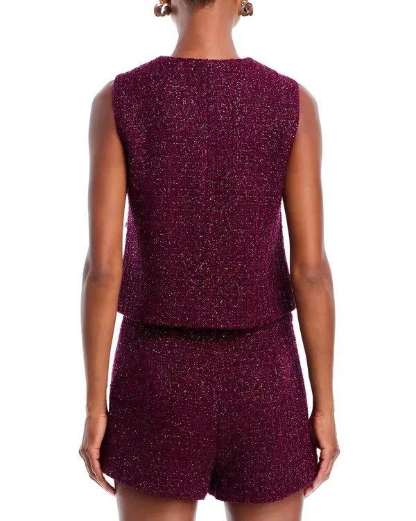 Aqua Boucle Tweed Sleeveless Vest