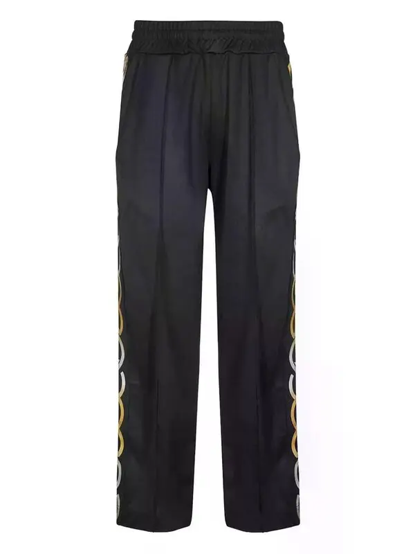 Gcds Chain-print Elasticated-waistband Track Pants - Black