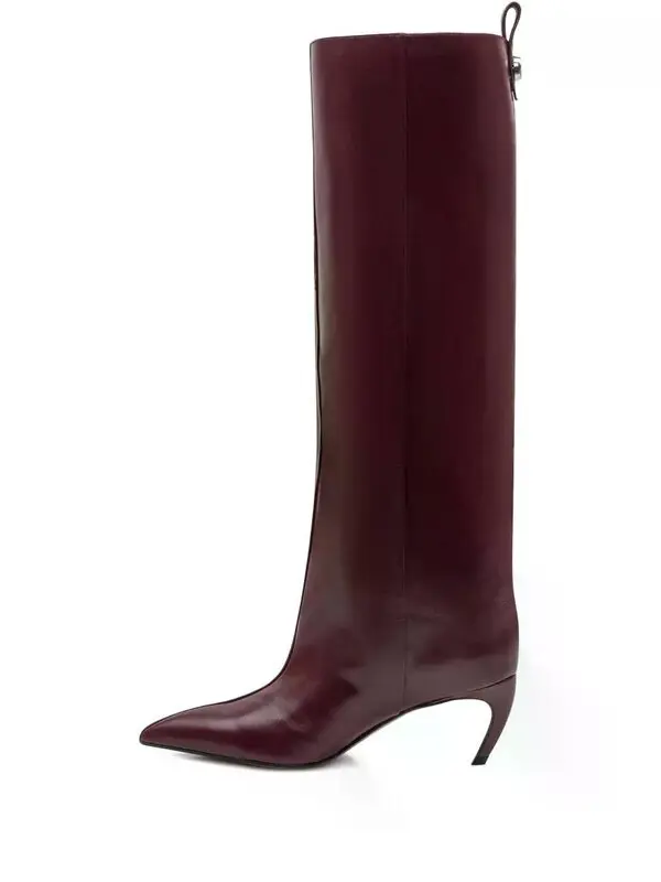 Attico 65mm Leather Pointed-toe Boots - Red