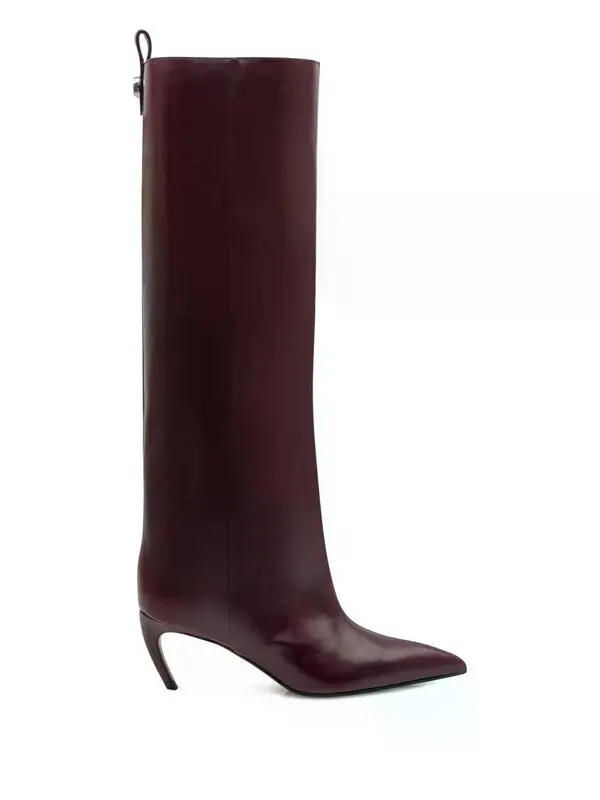 Attico 65mm Leather Pointed-toe Boots - Red