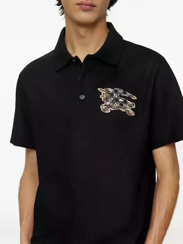 Burberry Equestrian Knight Design Polo Shirt - Black
