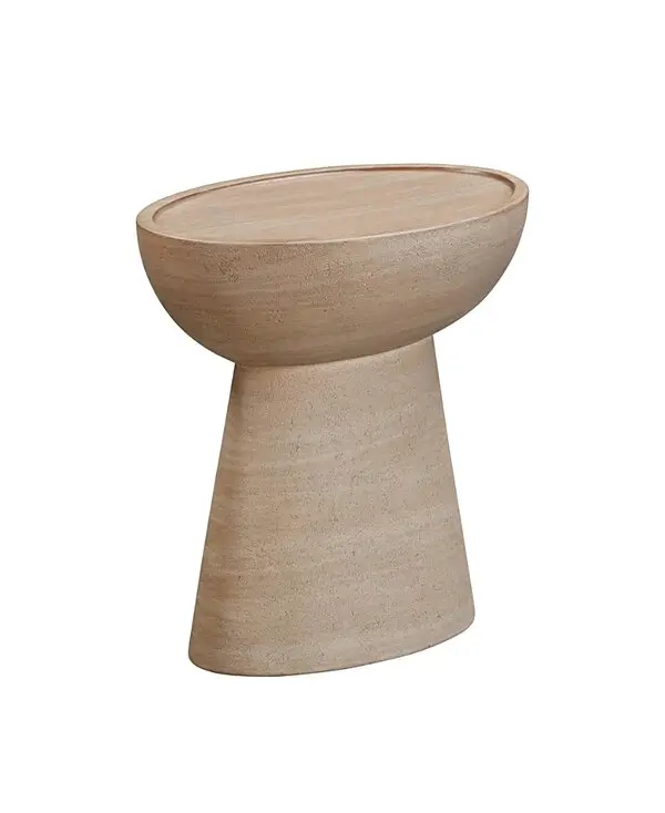 TOV FURNITURE Eclipse Textured Faux Indoor / Outdoor Side Table - Travertine