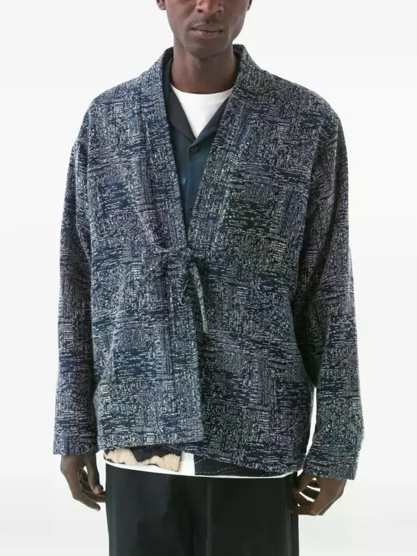 MAHARISHI 6242 Sashiko Open-front Strap Shirt With Abstract Pattern